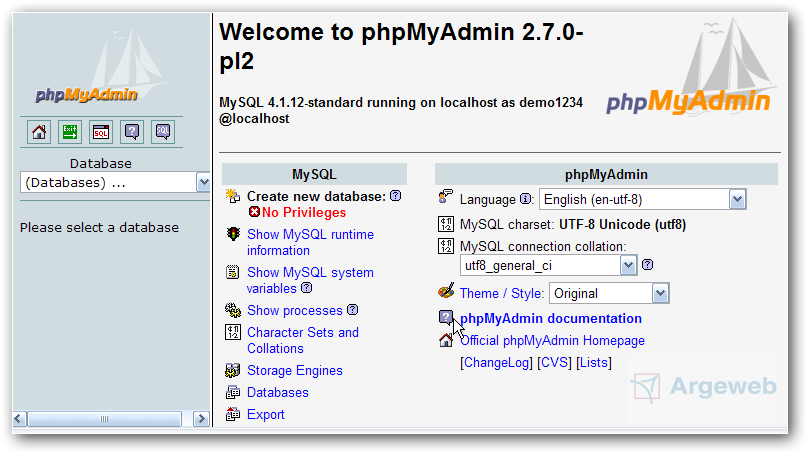Mysql Databases Beheren Via Phpmyadmin In Direct Admin Argeweb 6294